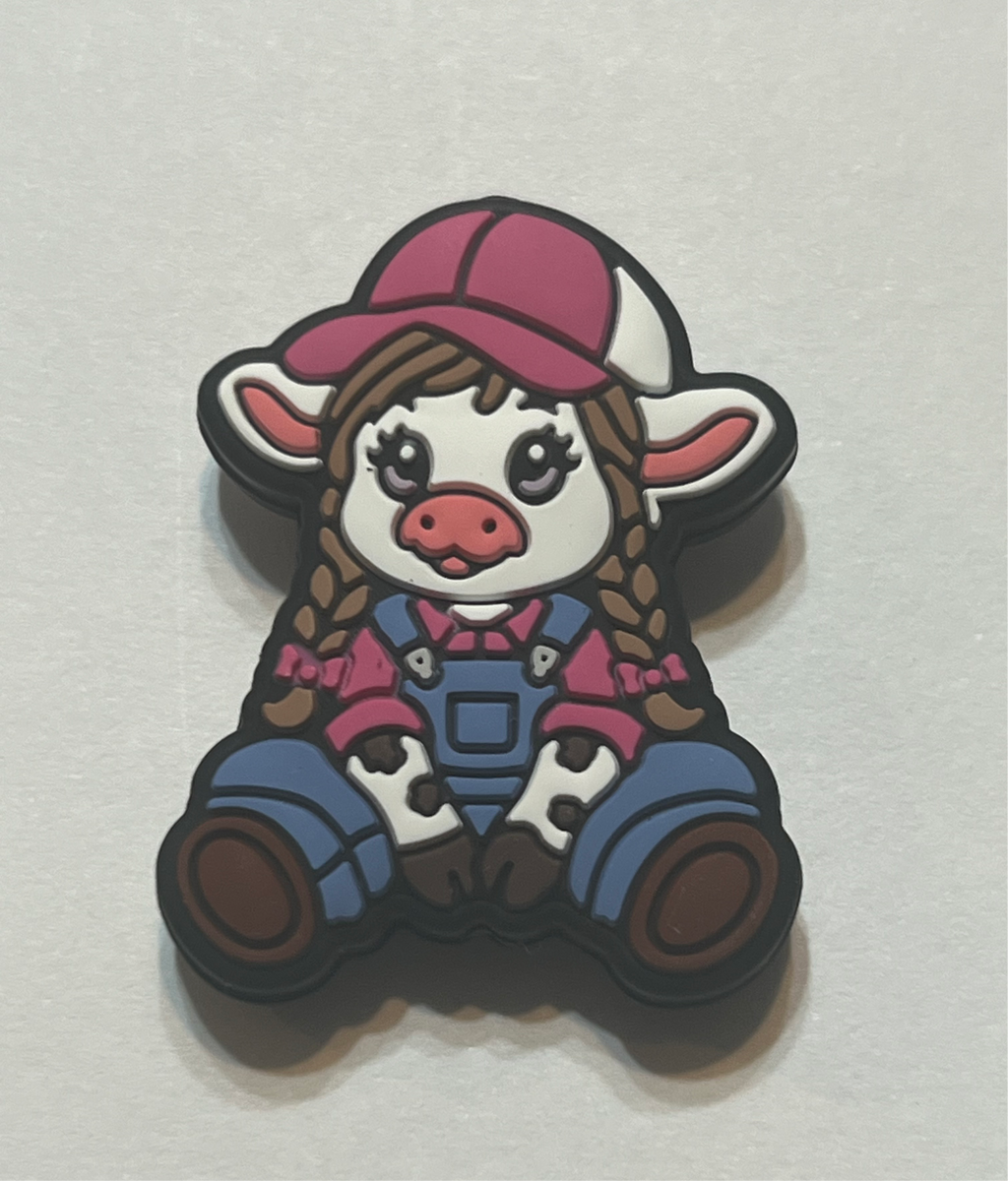 Girl Cow With Blue Overalls – The Lyon's Paw Print Co.